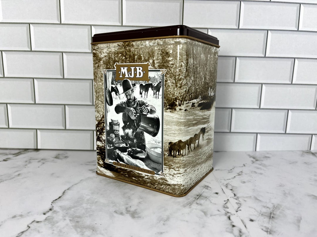 Vintage MJB Coffee Tin Old Western Graphics Cowboy Photos 1980s Scene 1 of 3 - Etsy