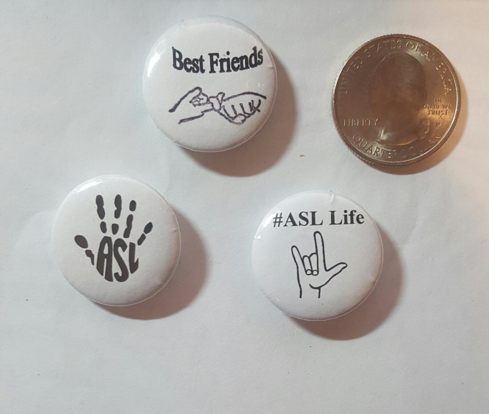 ASL Pins Pin-back Buttons American Sign Language Pins Pin-back Buttons ...