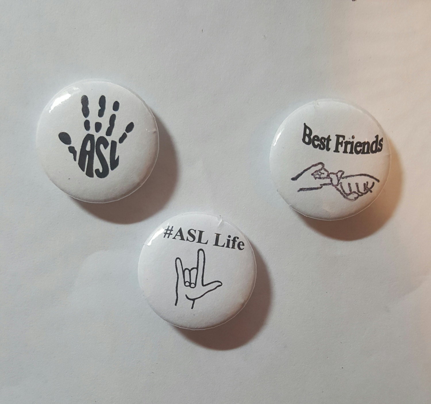 ASL Pins Pin-back Buttons American Sign Language Pins Pin-back Buttons ...