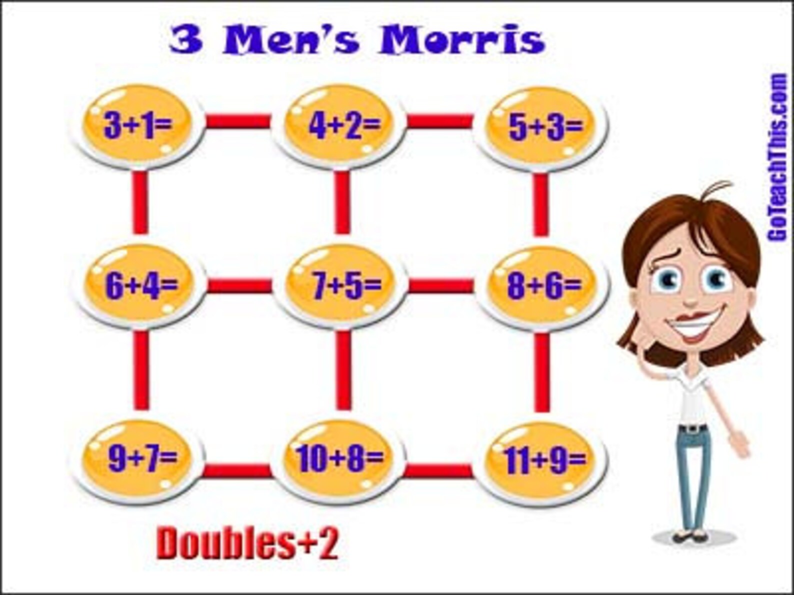 Math Game - Printable 3 Mens Morris Addition Game - Etsy