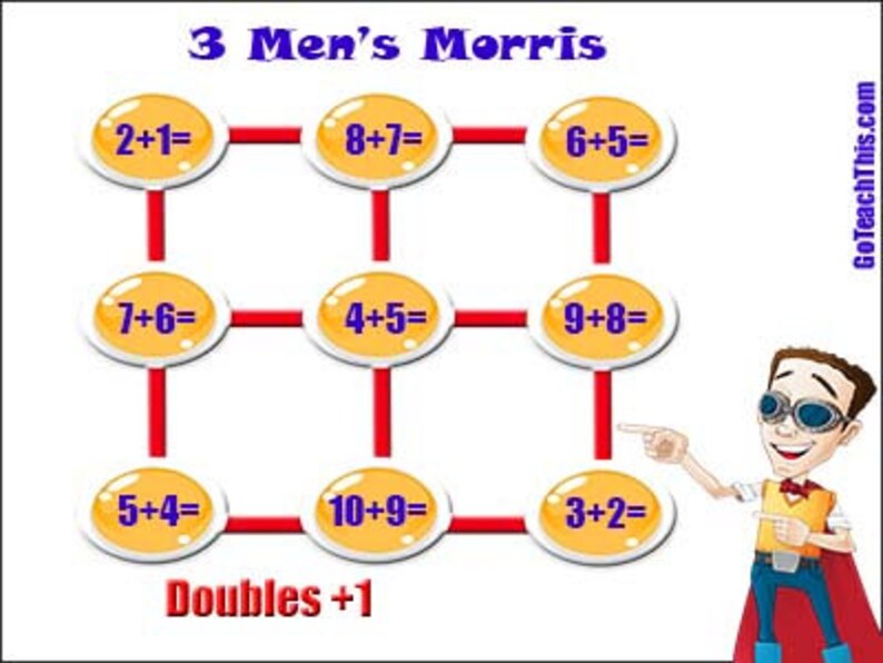 Math Game - Printable 3 Mens Morris Addition Game - Etsy