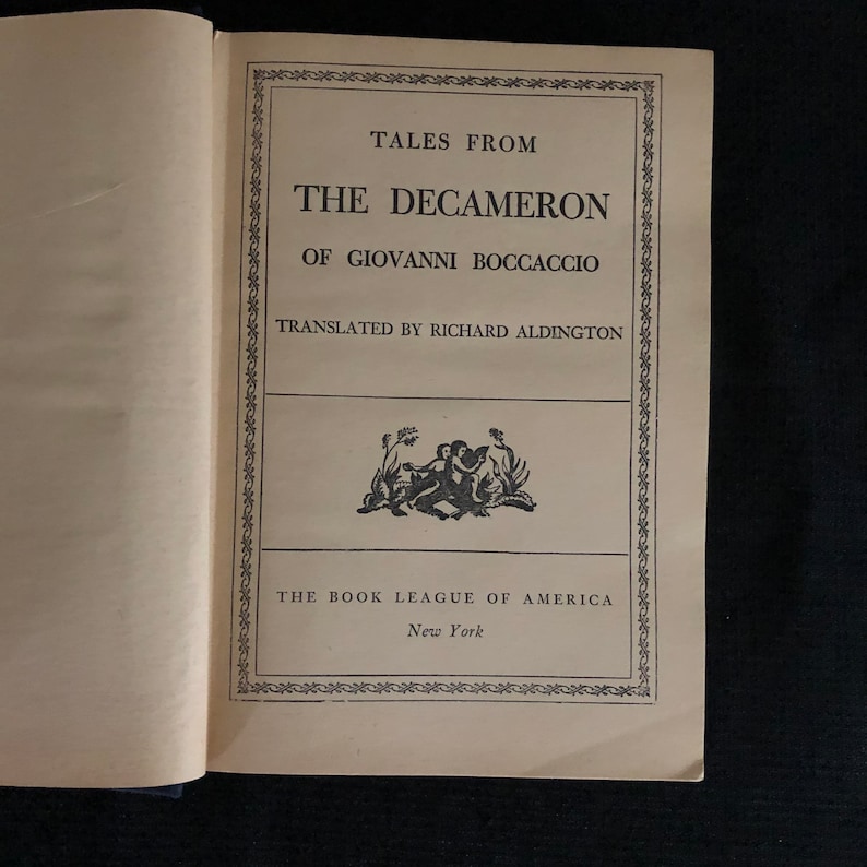 1930 "tales From the Decameron of Giovanni Boccaccio" Translated by ...