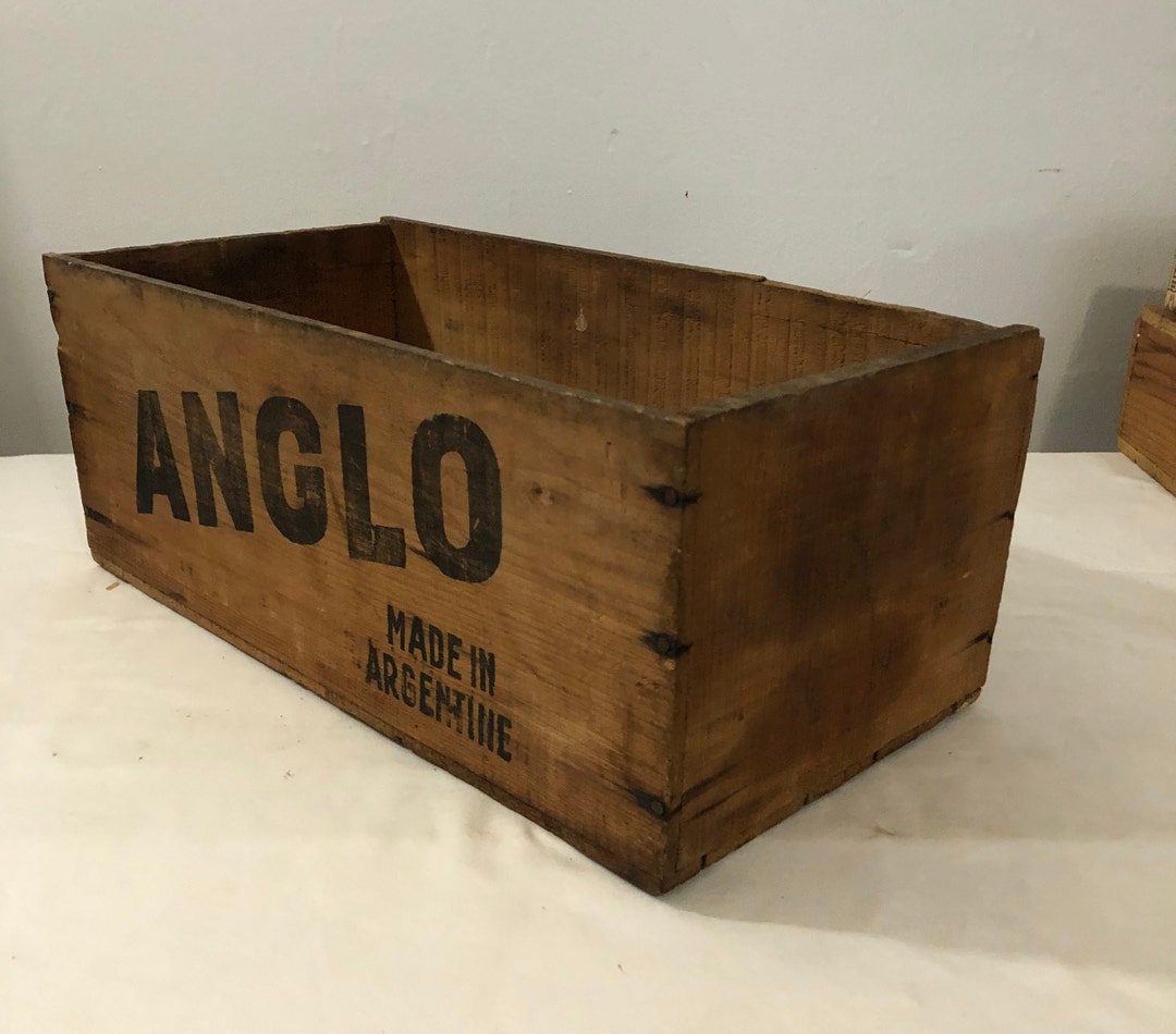 Antique Anglo Wooden Advertising Crate - Anglo Corned Beef - Made in ...