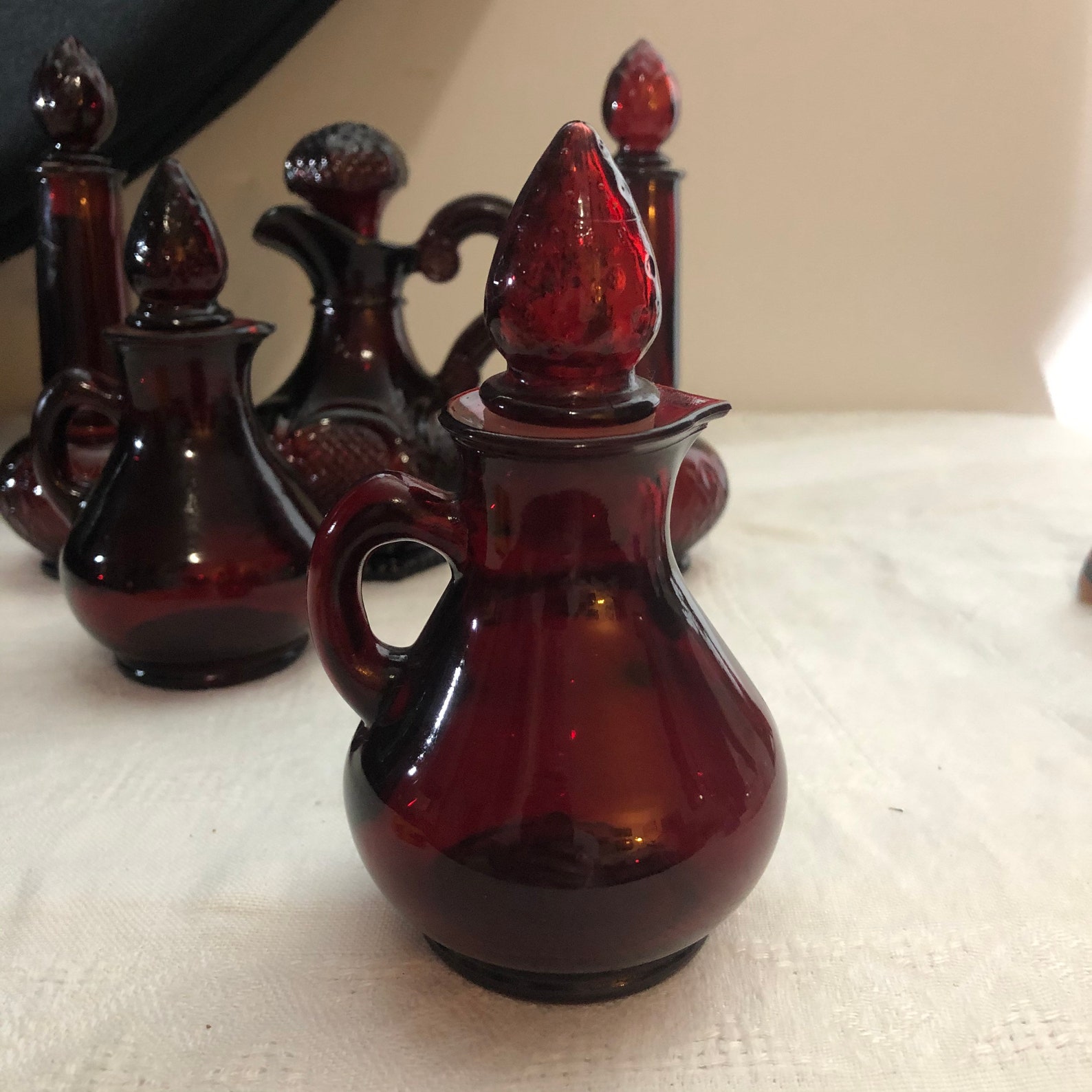 FIVE Avon Ruby Red Cruets Vintage Deep Ruby Red Glass Cruets | Etsy
