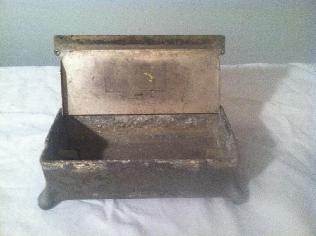 Antique Labelor 106iron and Aluminum Ash Box and Brush Creamatorium Ash ...