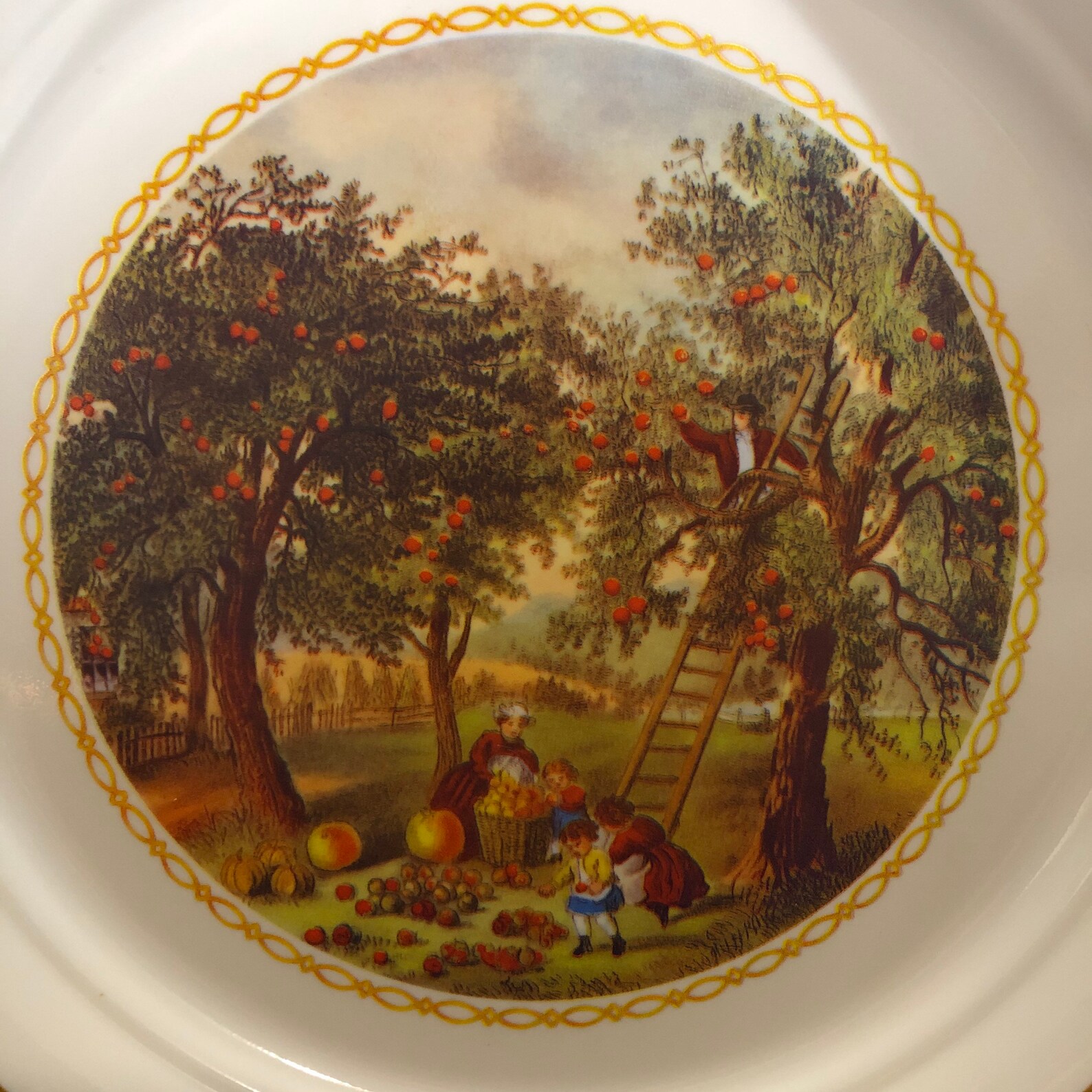 Corning Corner Stone Currier and Ives - Apple Picking Decor Plate ...