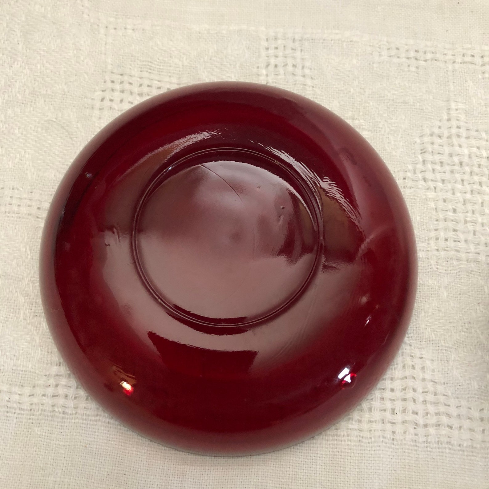Vintage Ruby Red and Chrome Dish With Handle English Ruby - Etsy