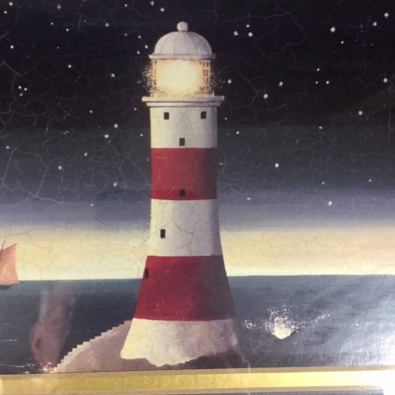 Vintage Lighthouse Art Print Matted and Framed Nautical - Etsy