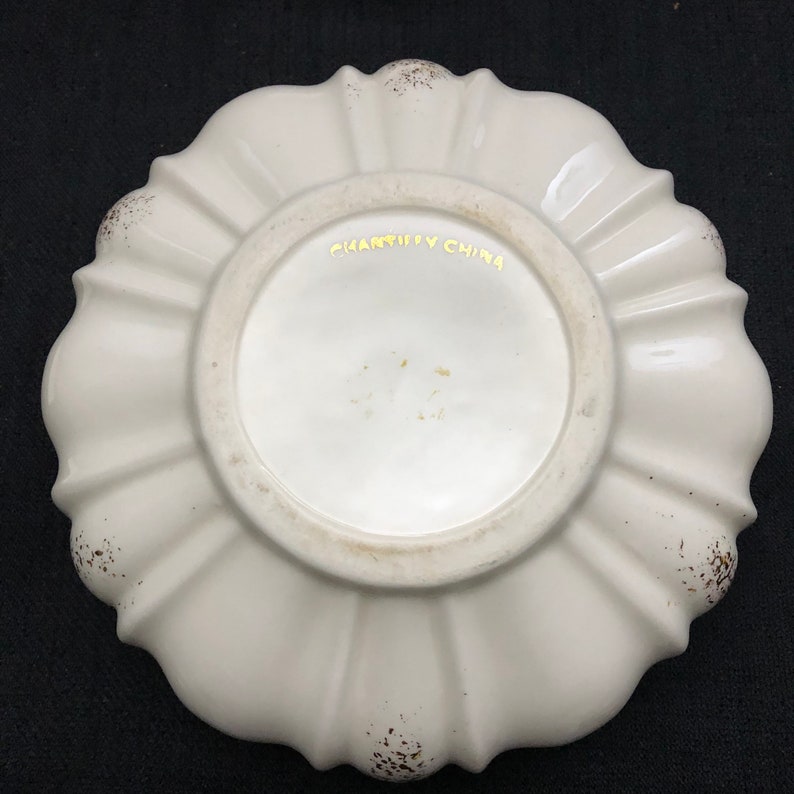 Vintage Chantilly Round China Trinket Bowl Pink Rose and - Etsy