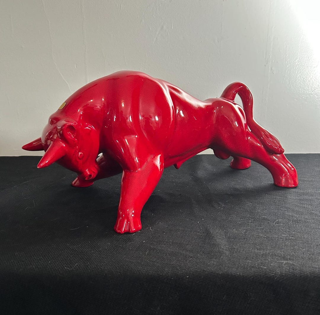 Vintage Royal Haeger Red Charging Bull Sculpture - MCM Design Eric ...