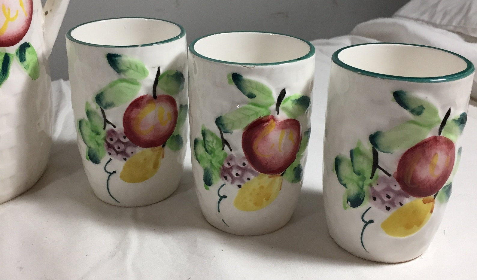 Vintage Ceramic Pitcher Set and Cups Mid Century Pitcher W/ | Etsy