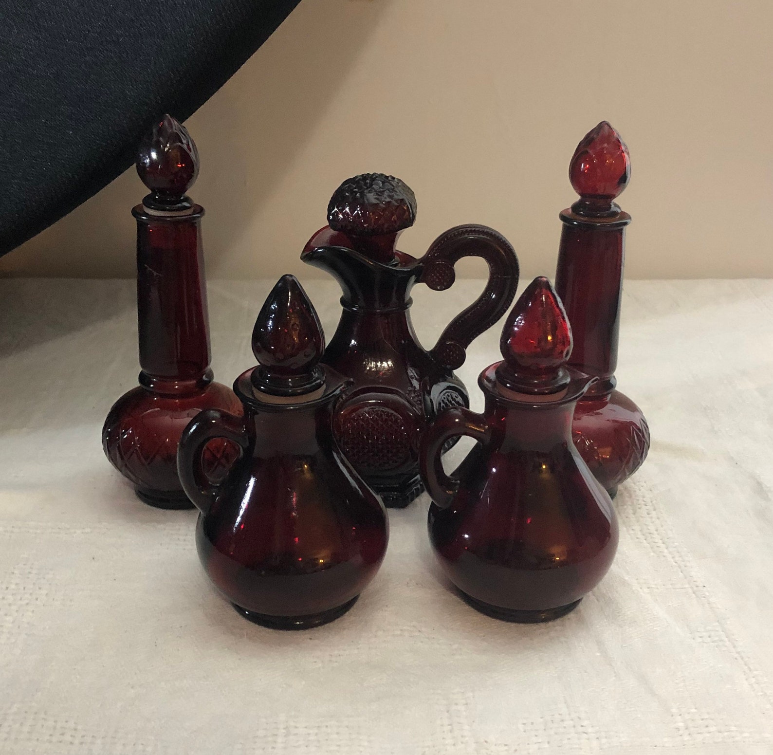 FIVE Avon Ruby Red Cruets Vintage Deep Ruby Red Glass Cruets - Etsy