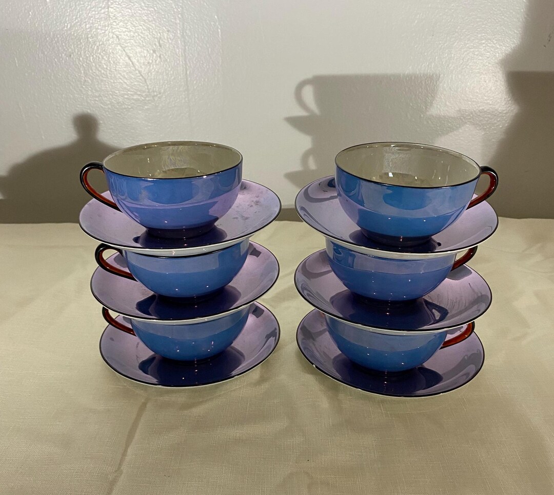 Noritake Lusterware Tea Cups and Saucers Blue Lusterware Tea Cup Sets ...
