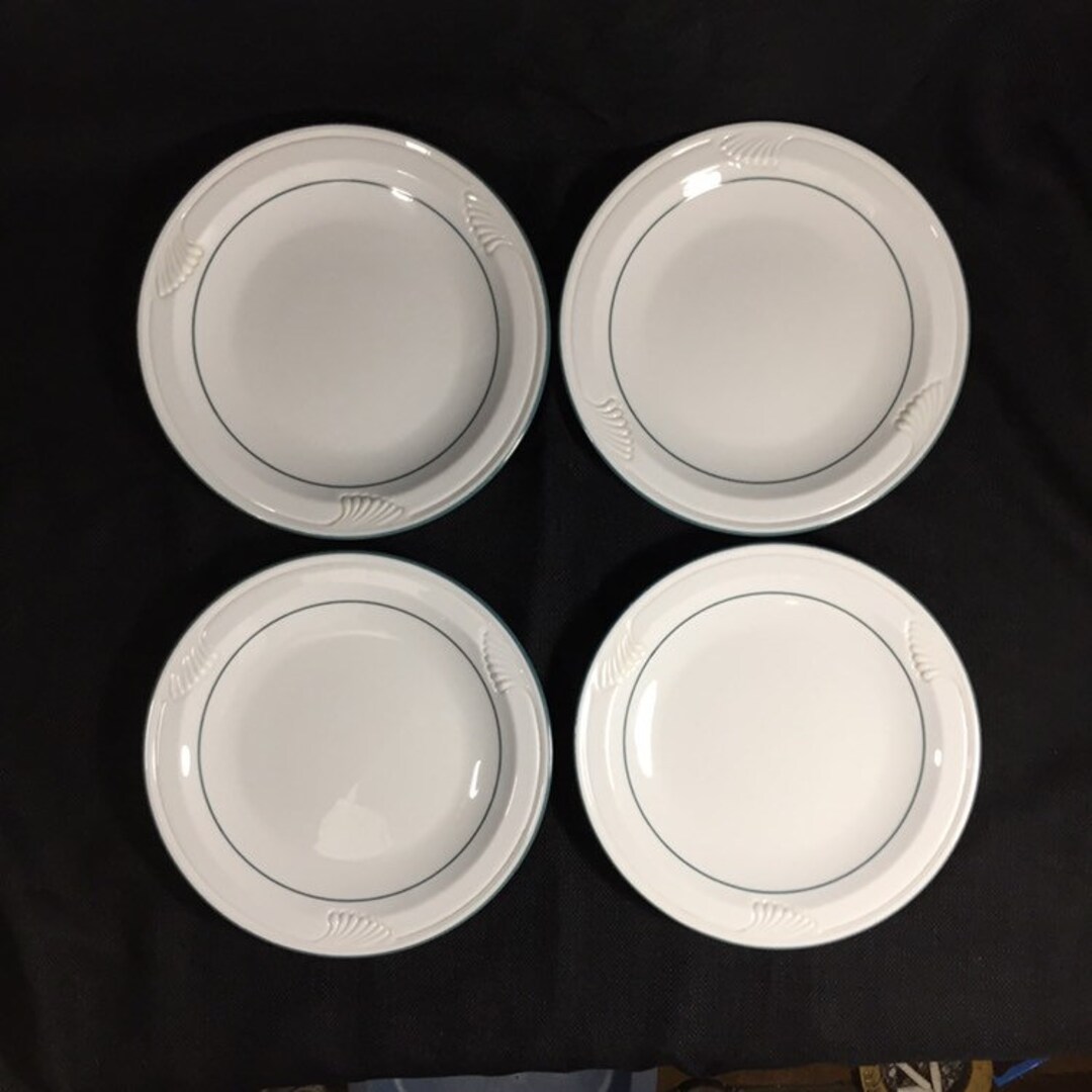 FOUR Vintage Art Deco Plates - Corning Pyroceram 9" Dinner Plates - Set ...