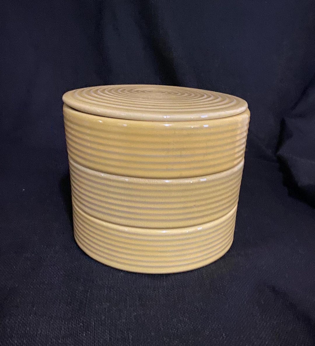 RARE Vintage Bauer Pottery Stacking Refrigerator Canister - Yellow Ring ...
