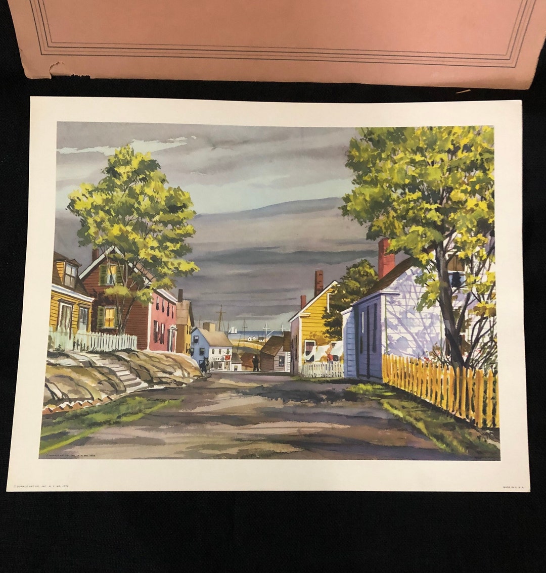 Vintage John Rogers Watercolor Art Print on Card Stock - Summer Street ...