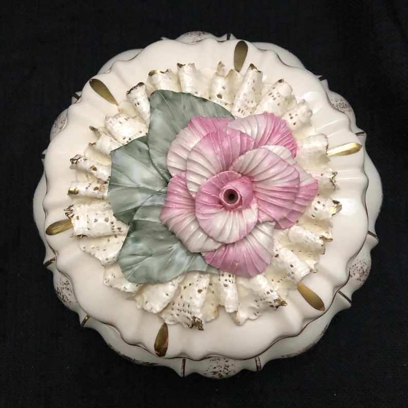 Vintage Chantilly Round China Trinket Bowl Pink Rose and - Etsy