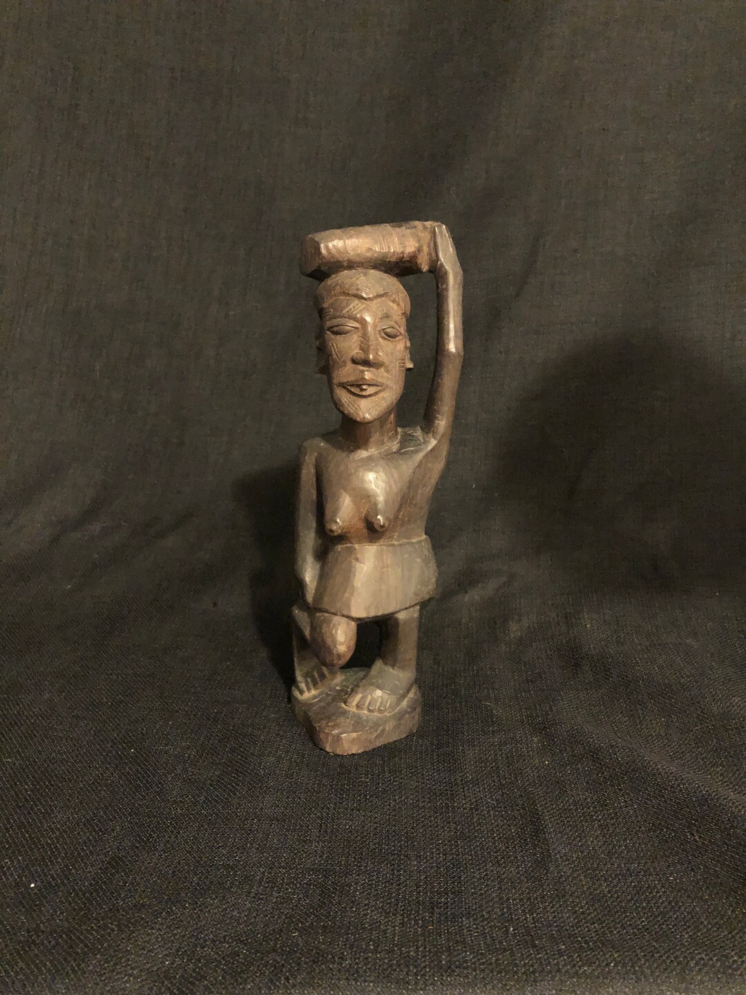 Vintage African Carved Wood Statue - Hand Carved Wooden Statue Figurine ...