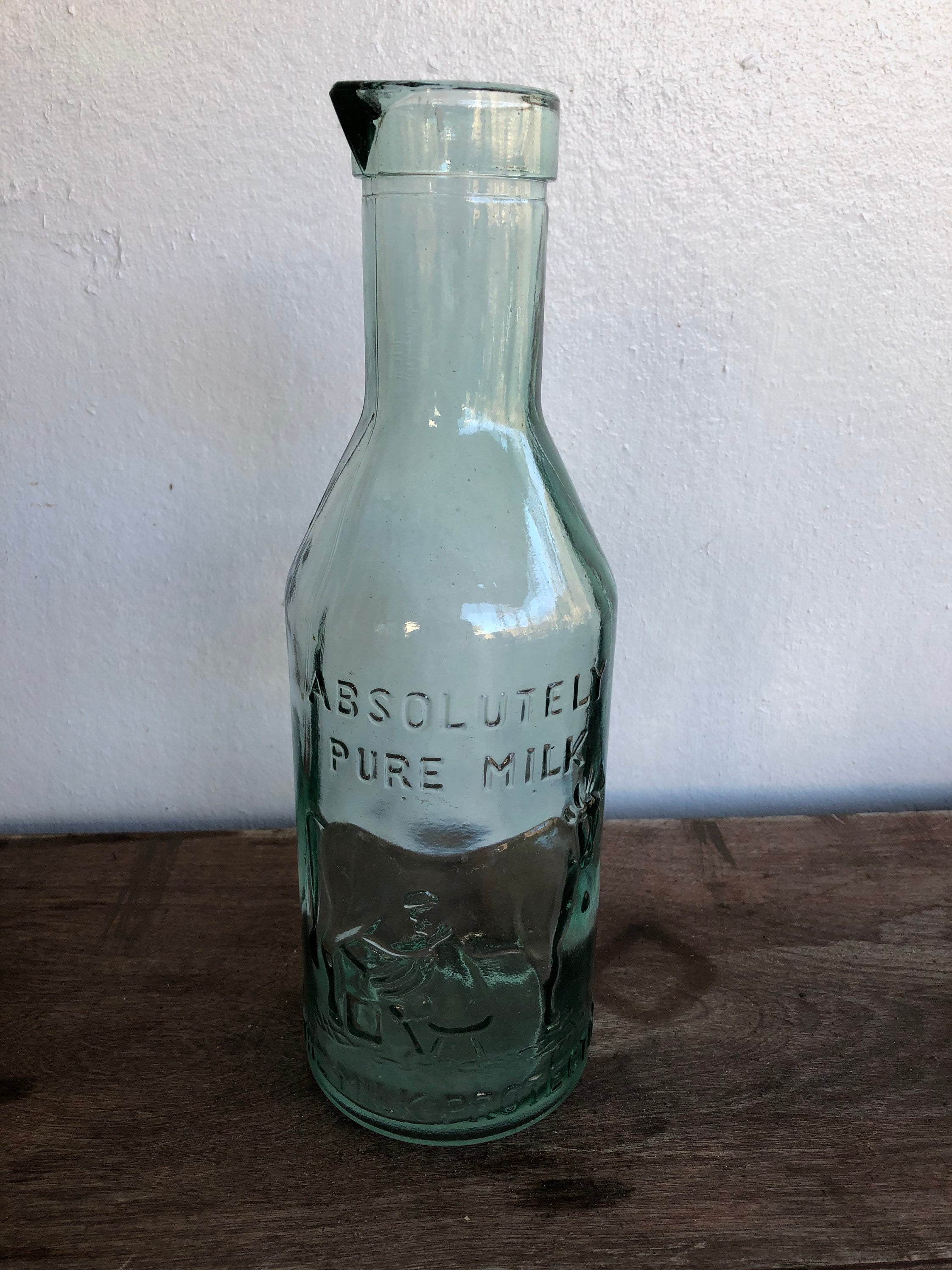 Vintage Absolutely Pure Milk Bottle Green Glass Milk Bottle - Etsy
