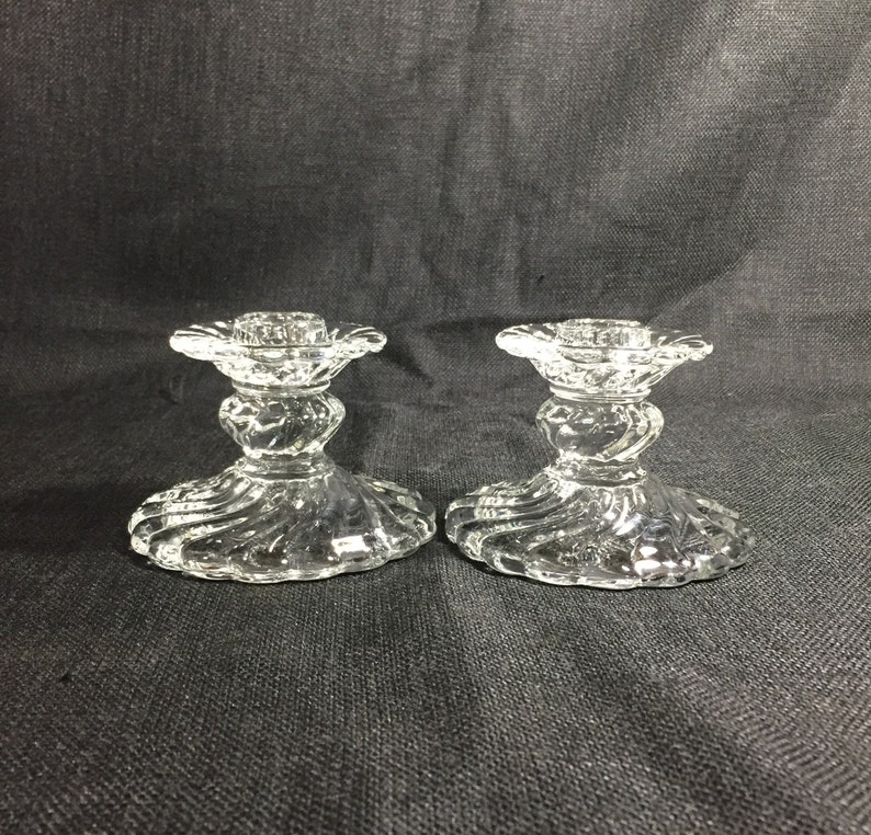 Vintage PAIR Fostoria Colony Single Light Candlestick Holders | Etsy