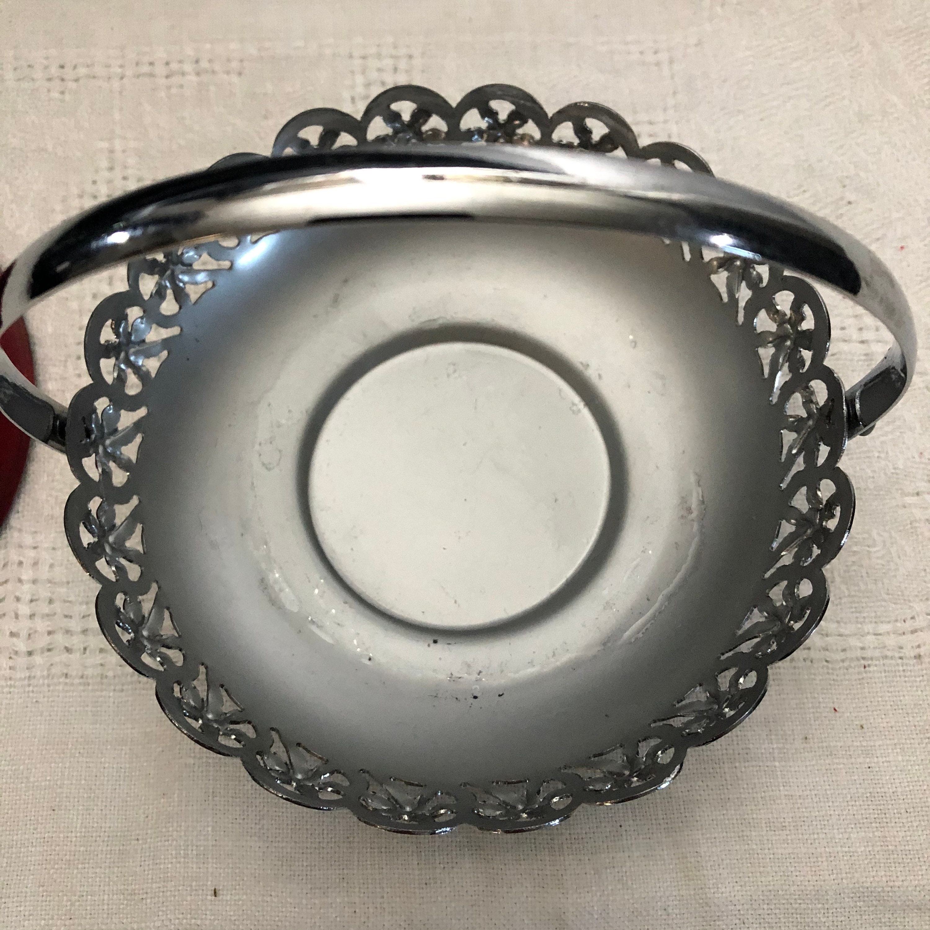 Vintage Ruby Red and Chrome Dish With Handle English Ruby - Etsy