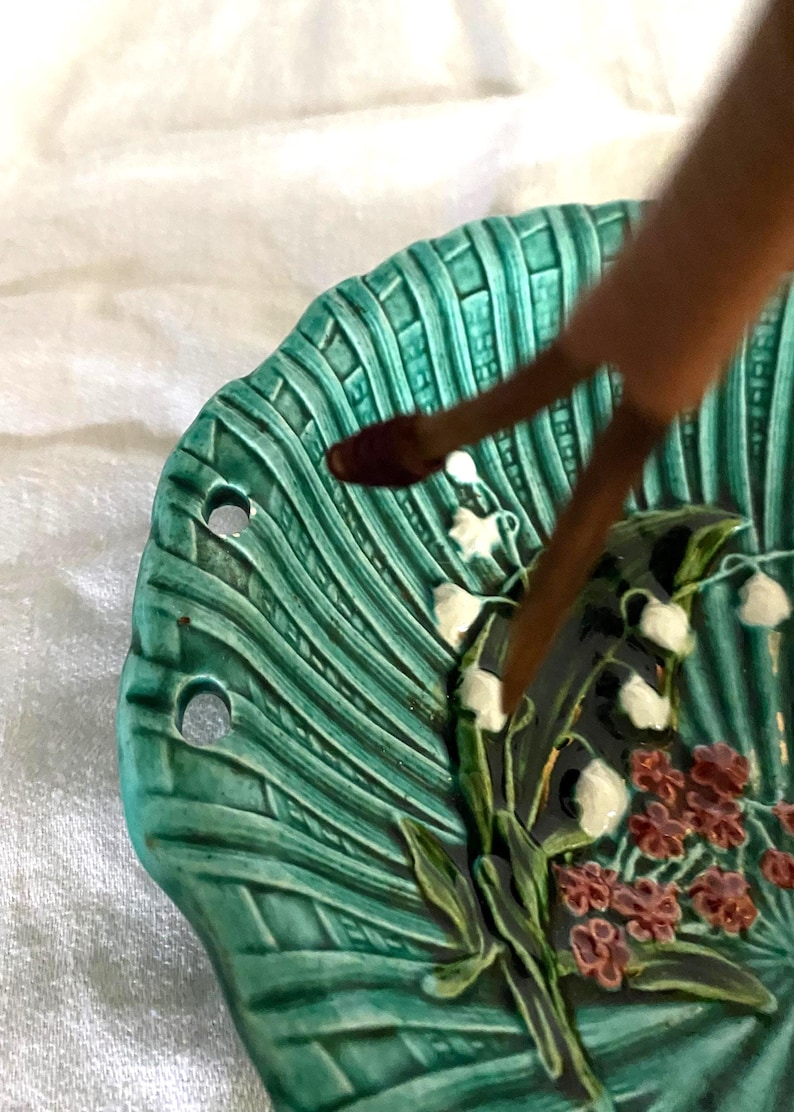 1920s Majolica Lilly of the Valley Bowl With Handles - Detached Handle ...