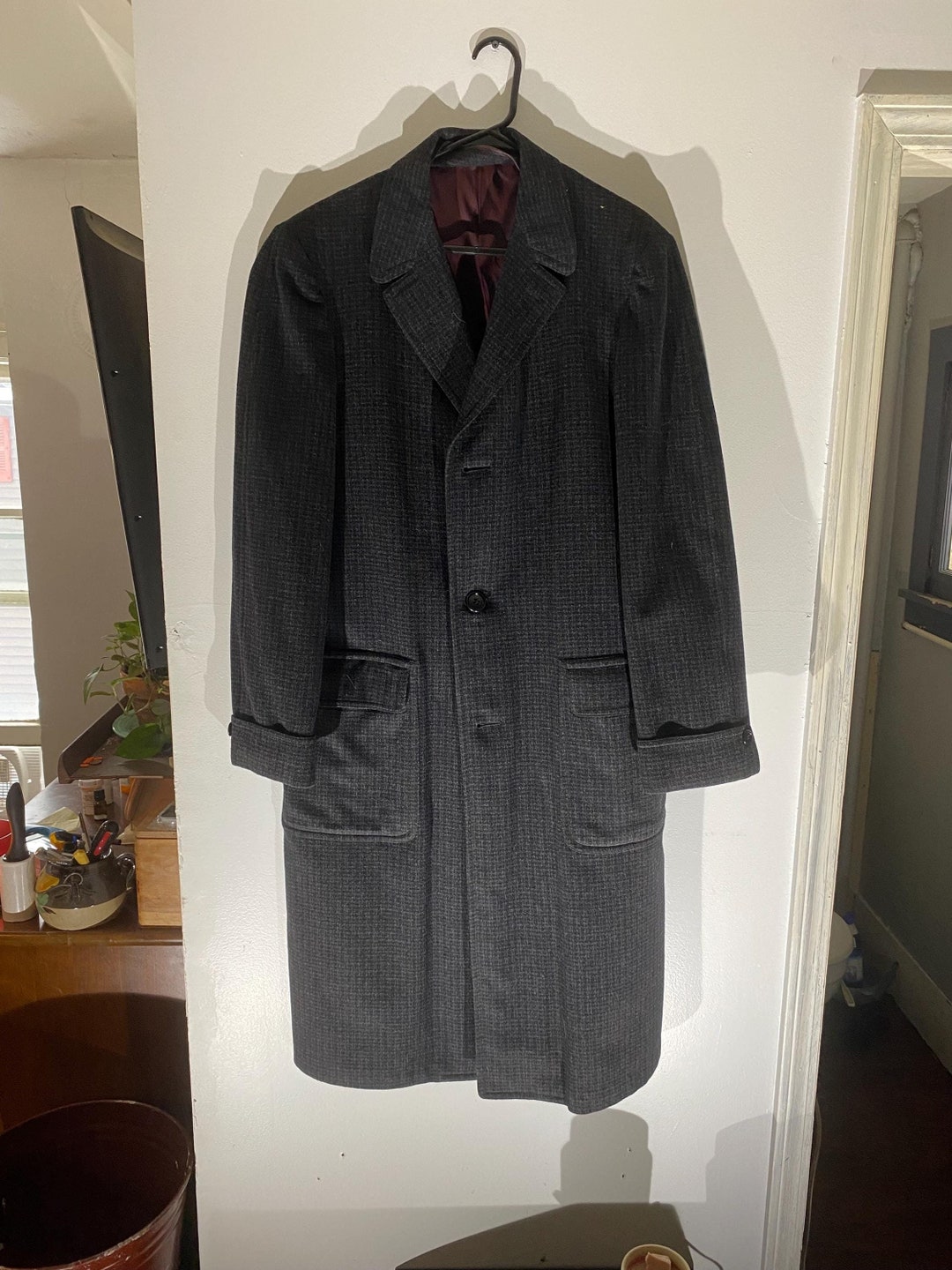 Vintage Wool Overcoat - Retro Knee Length Top Coat by Crossland ...