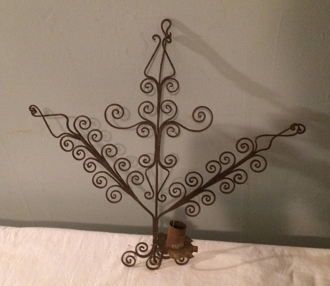 Rustic Wrought Iron Candelabra - Rusty, Twisted Iron Halloween Candle ...