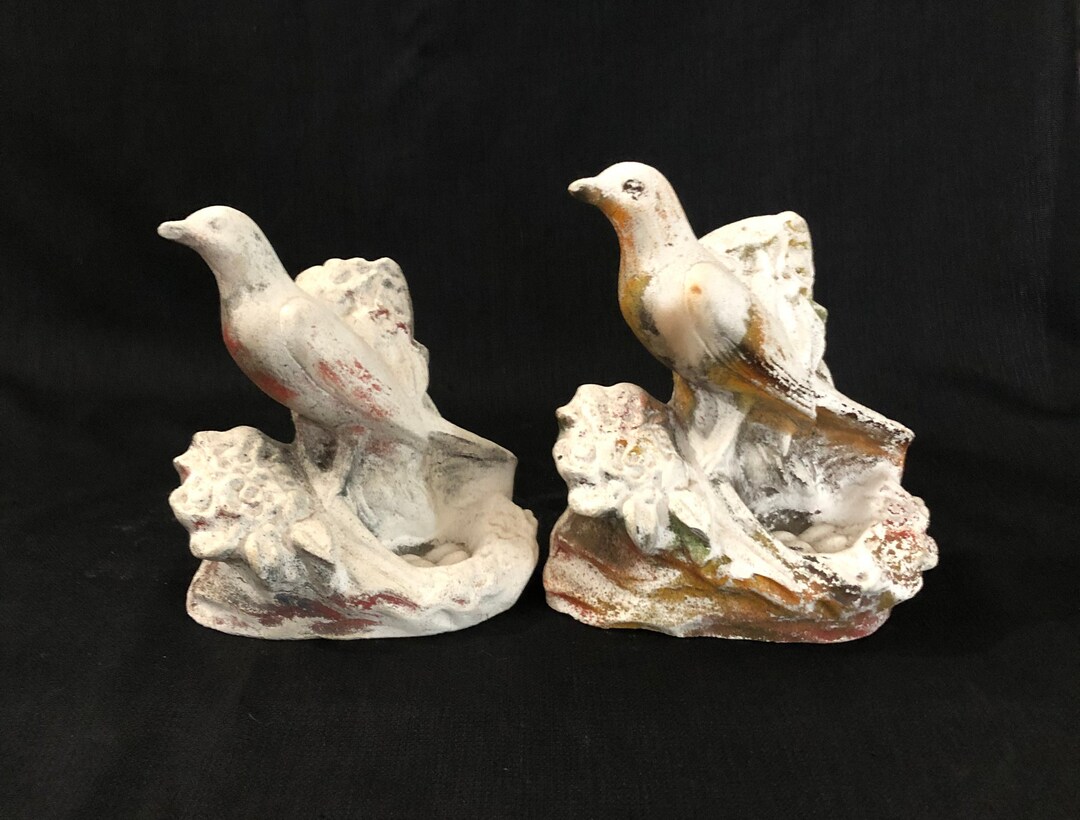 Old Chalkware Robins on Nest - Vintage Carnival Chalkware Birds - Birds ...
