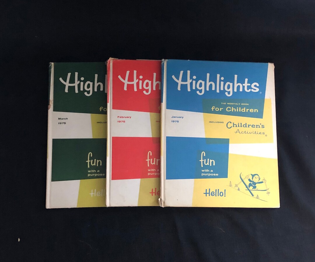 1975 “highlights” Hard Cover Magazines - Set of THREE - January ...
