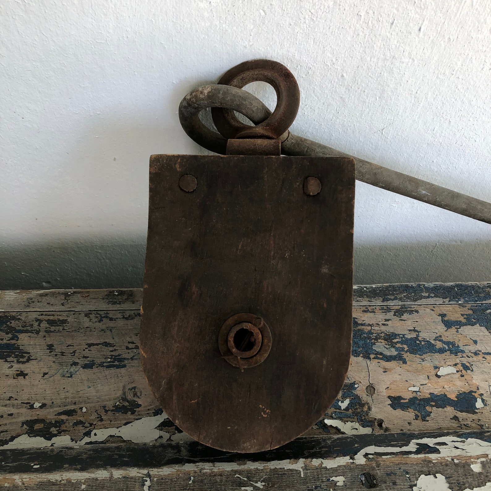 Antique 9 Barn Pulley Antique Wooden Block Pulley With - Etsy