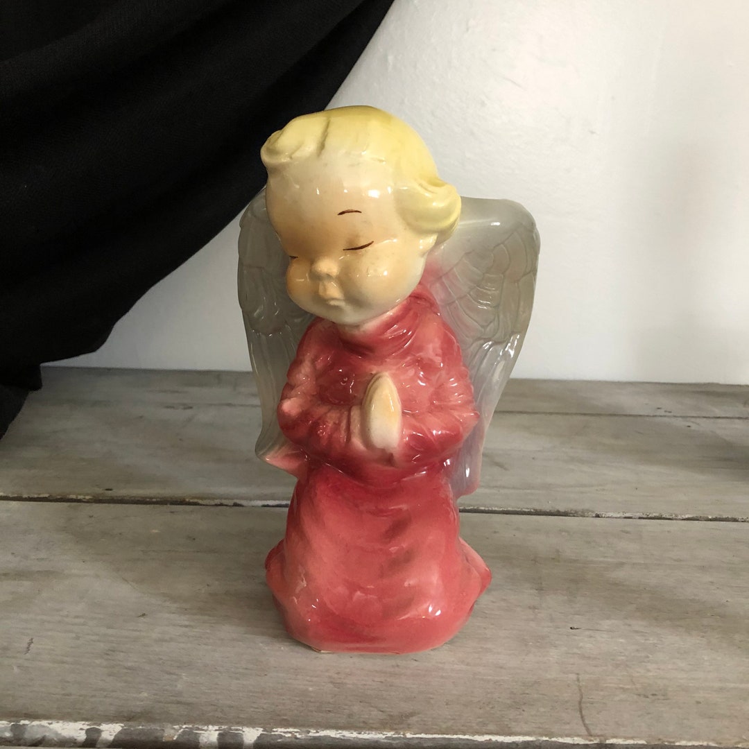 Vintage Kneeling Angel Planter - Large Ceramic Angel Planter - Mid ...