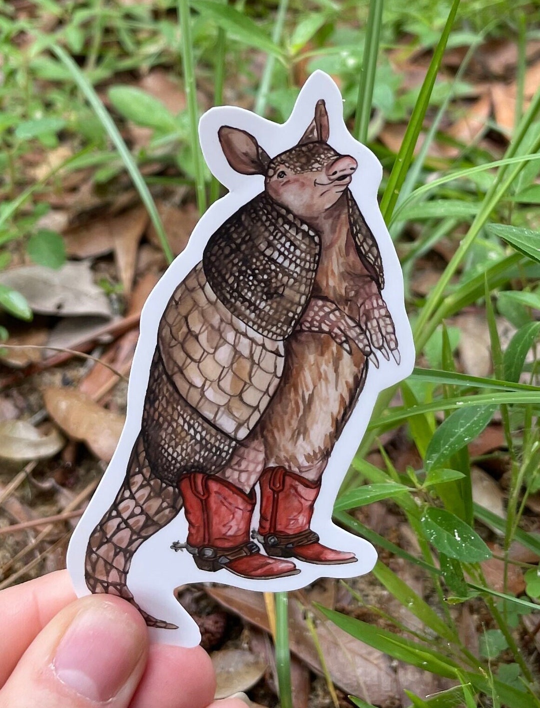 Armadillo Sticker- Watercolor- Cowboy - Etsy