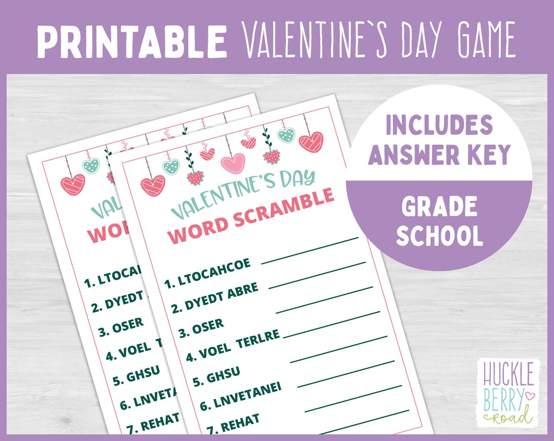 PRINTABLE Valentine's Day Word Scramble Activity Sheet Valentine Party ...