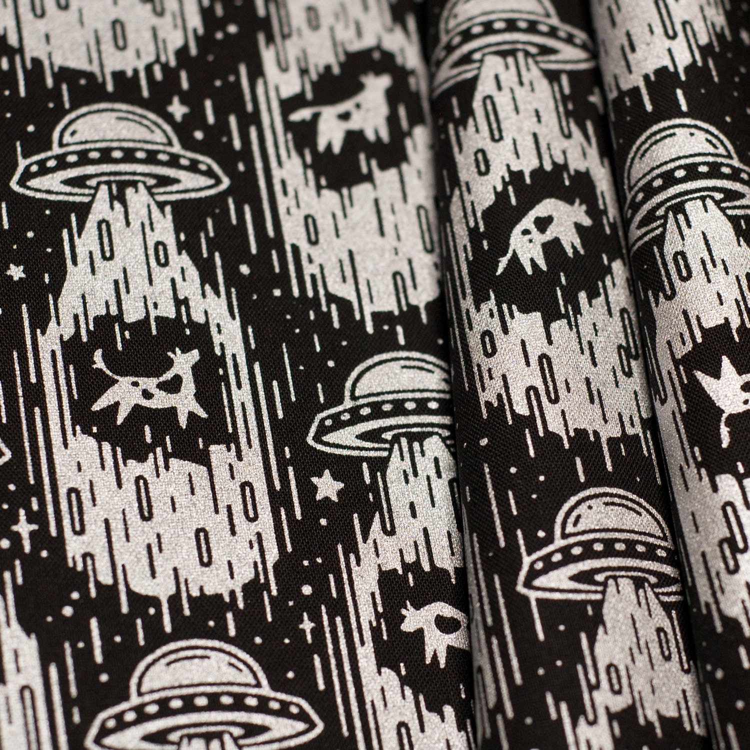 Alien UFO Space Ship Cotton Fabric Print Hand Screen Printed | Etsy