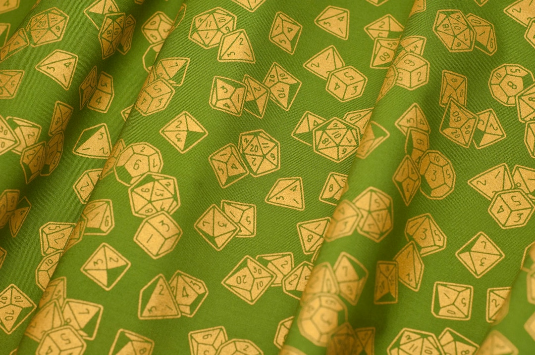 Table Top Dice Cotton Fabric Print | Hand Screen Printed Gaming RPG and ...