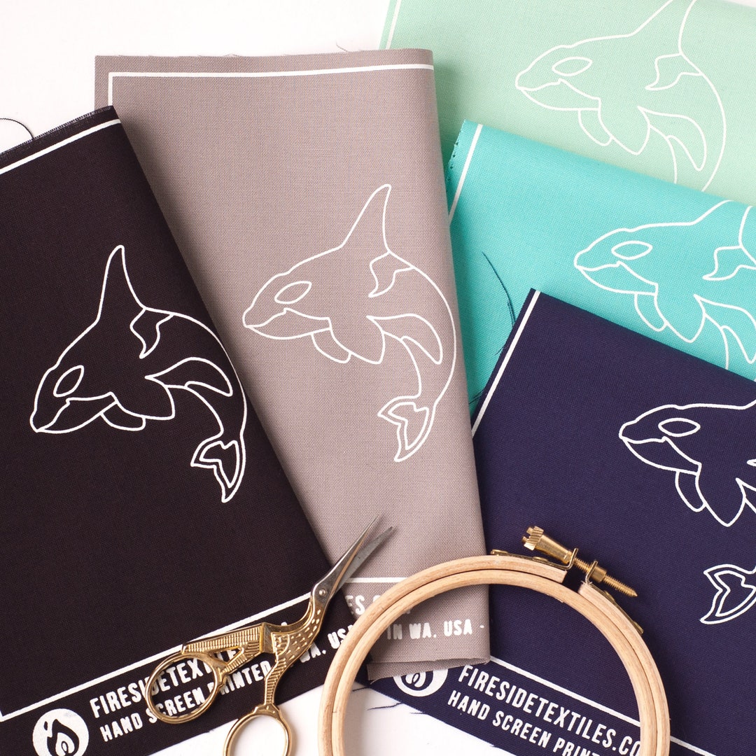Orca Fabric Art Print for Embroidery, Sewing, Craft, Creative ...