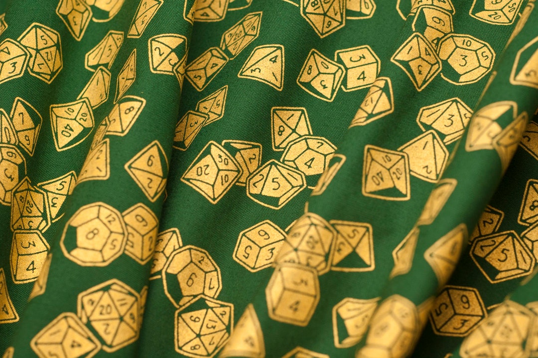 Table Top Dice Cotton Fabric Print Hand Screen Printed Gaming RPG and ...
