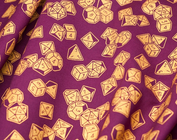 Table Top Dice Cotton Fabric Print | Hand Screen Printed Gaming RPG and ...