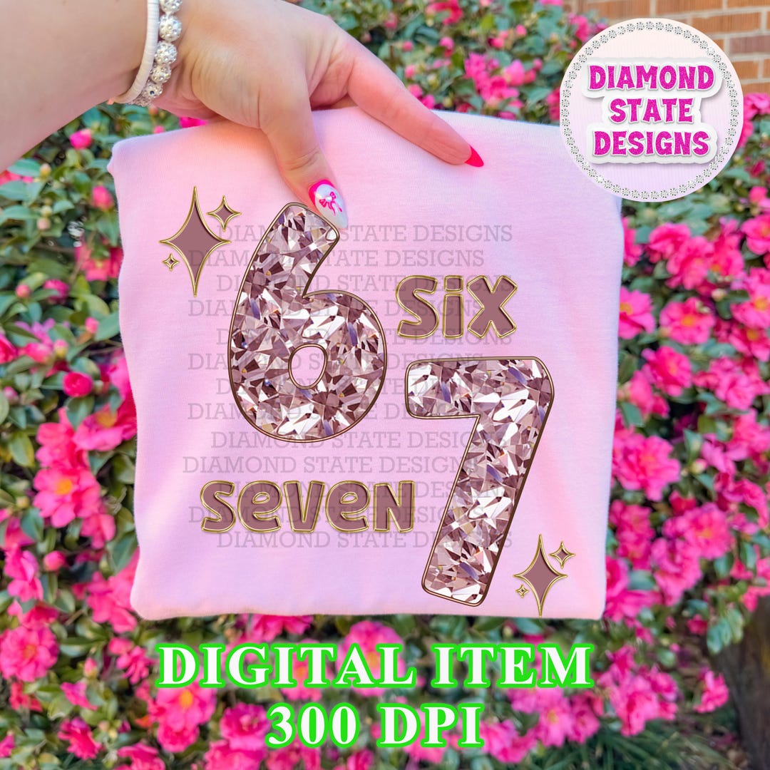 6 7 PNG Rose Gold Bling, Six Seven, Digital Download, Sublimation File ...