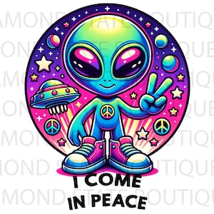 Alien Peace Out Peace Sign Stay Weird Groovy PNG, Sublimation, Funny ...