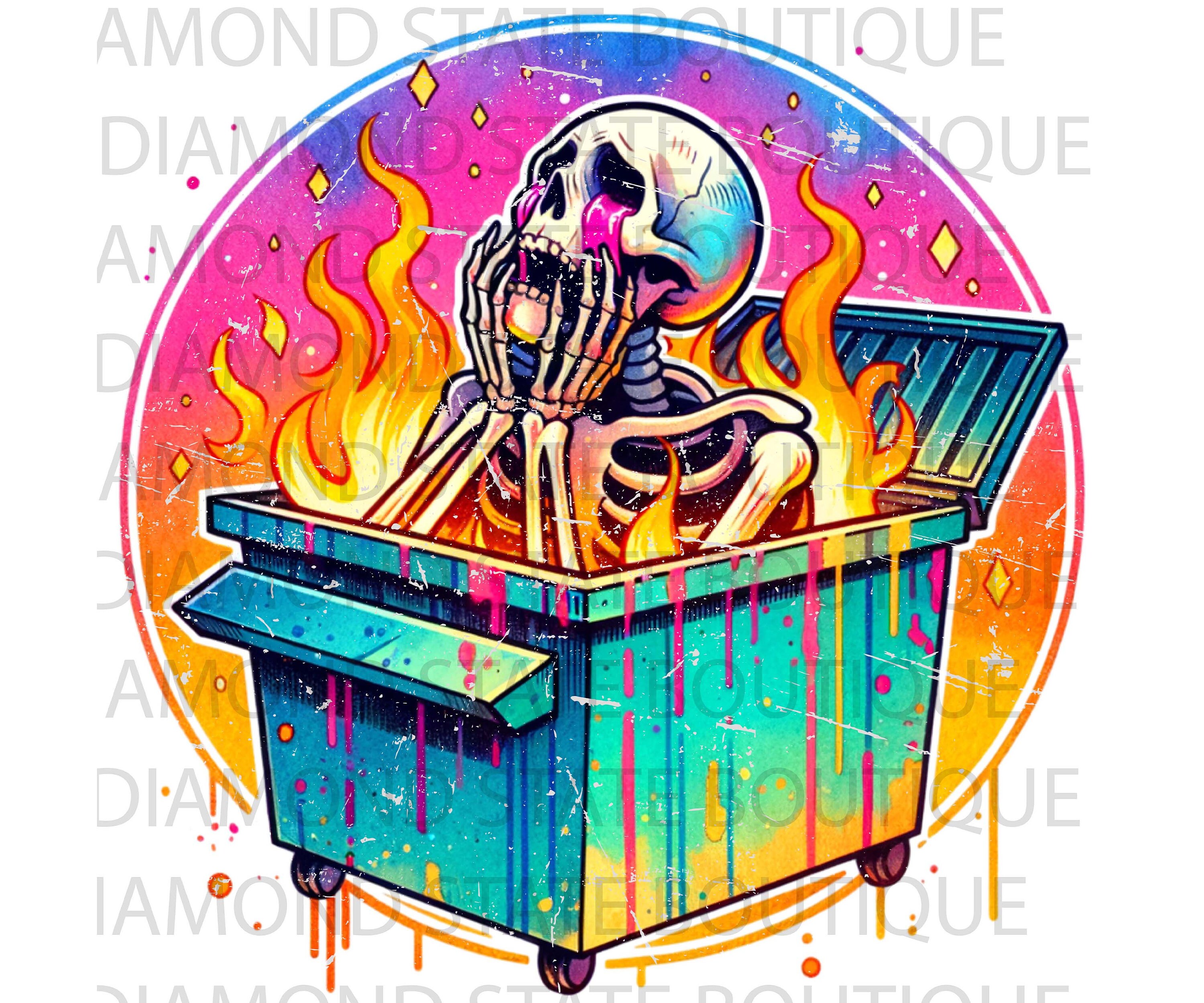 Living the Dream Skeleton Dumpster Fire PNG, Sublimation, Funny Images ...