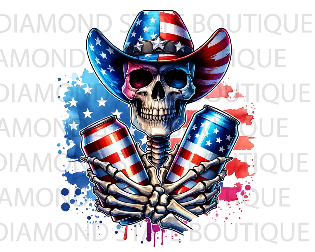 Fourth of July Patriotic Skeleton Cans PNG, Sublimation, Funny Images ...