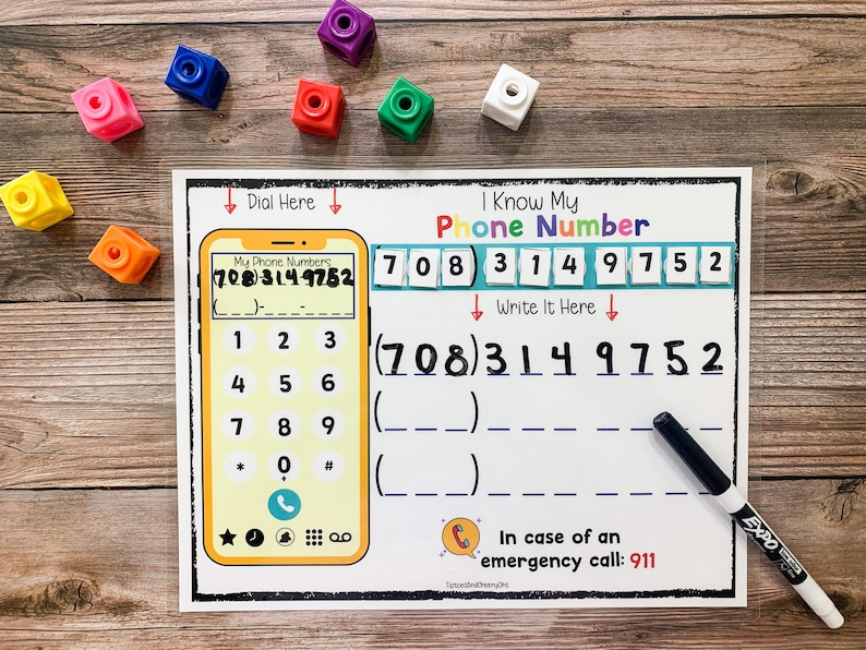 Learn My Phone Number Worksheet Phone Number Practice Phone | Etsy