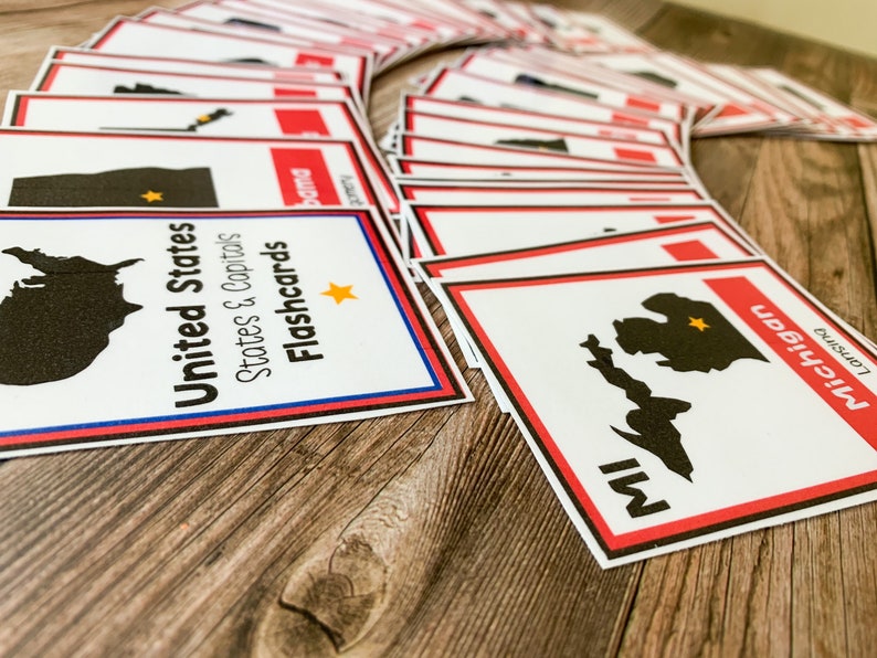 States and Capitals Flashcards United States Flashcards - Etsy
