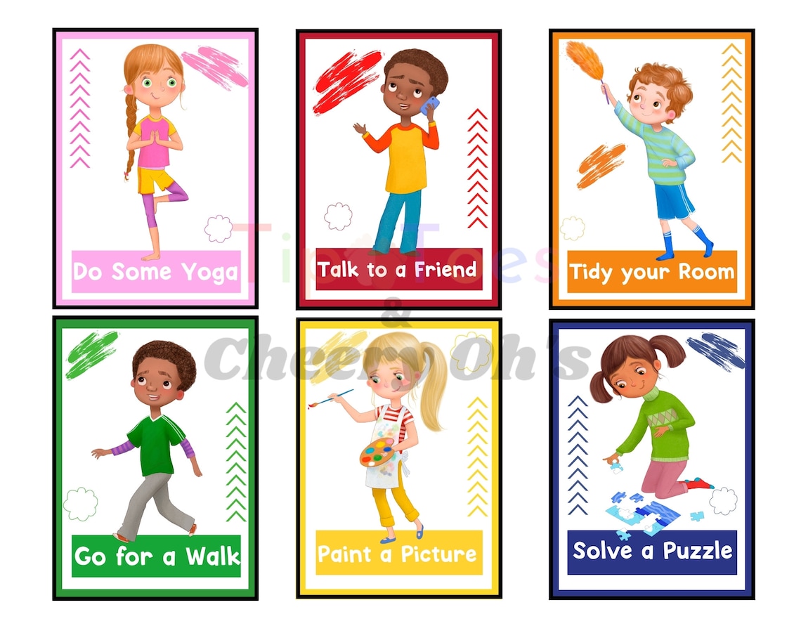 Coping Skills Flashcards for Kids Calm Down Strategies - Etsy