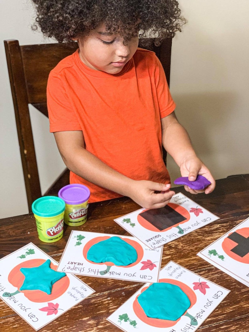 Playdough Shape Mats Fall Learning Printable Playdough Mats - Etsy