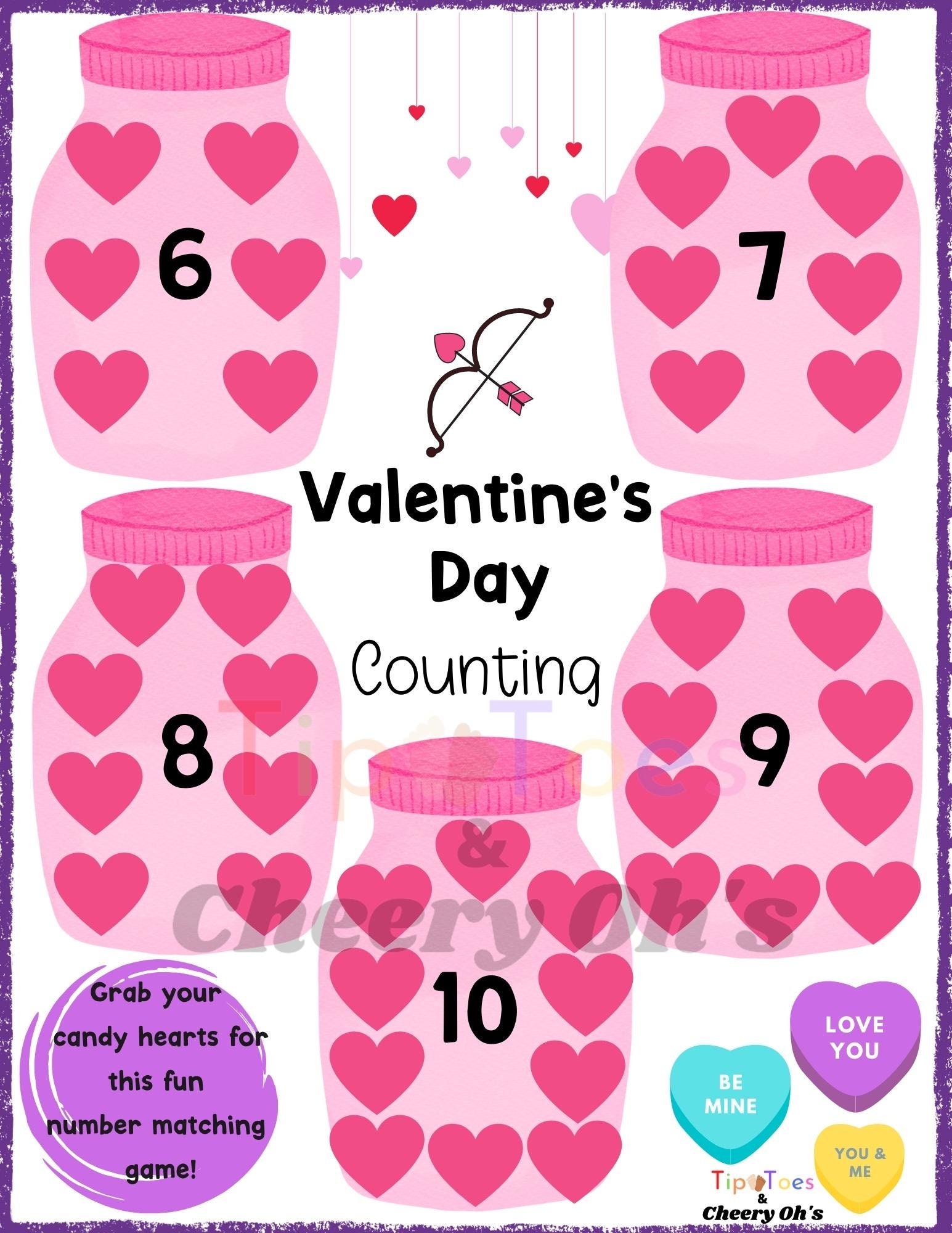 Kids Valentine's Day Activity, Valentine's Counting Game, Valentines ...