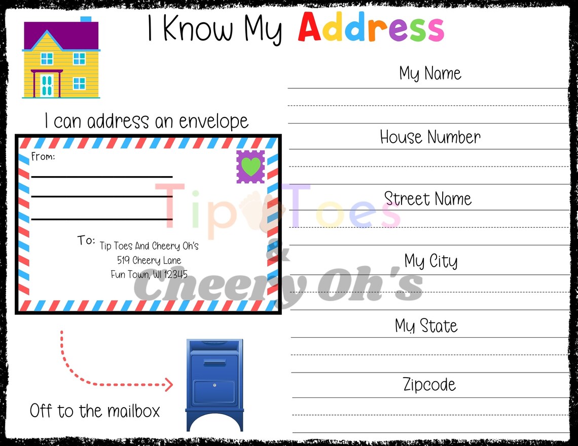 Learn My Address Printable Kids Address Activity Printable - Etsy