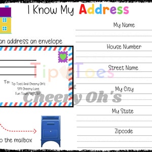 Learn My Address Printable, Kids Address Activity, Printable Worksheet ...